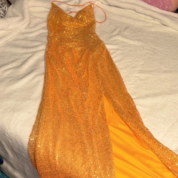 Dresses | Orange Backless Sequin Prom Dress | Poshmark